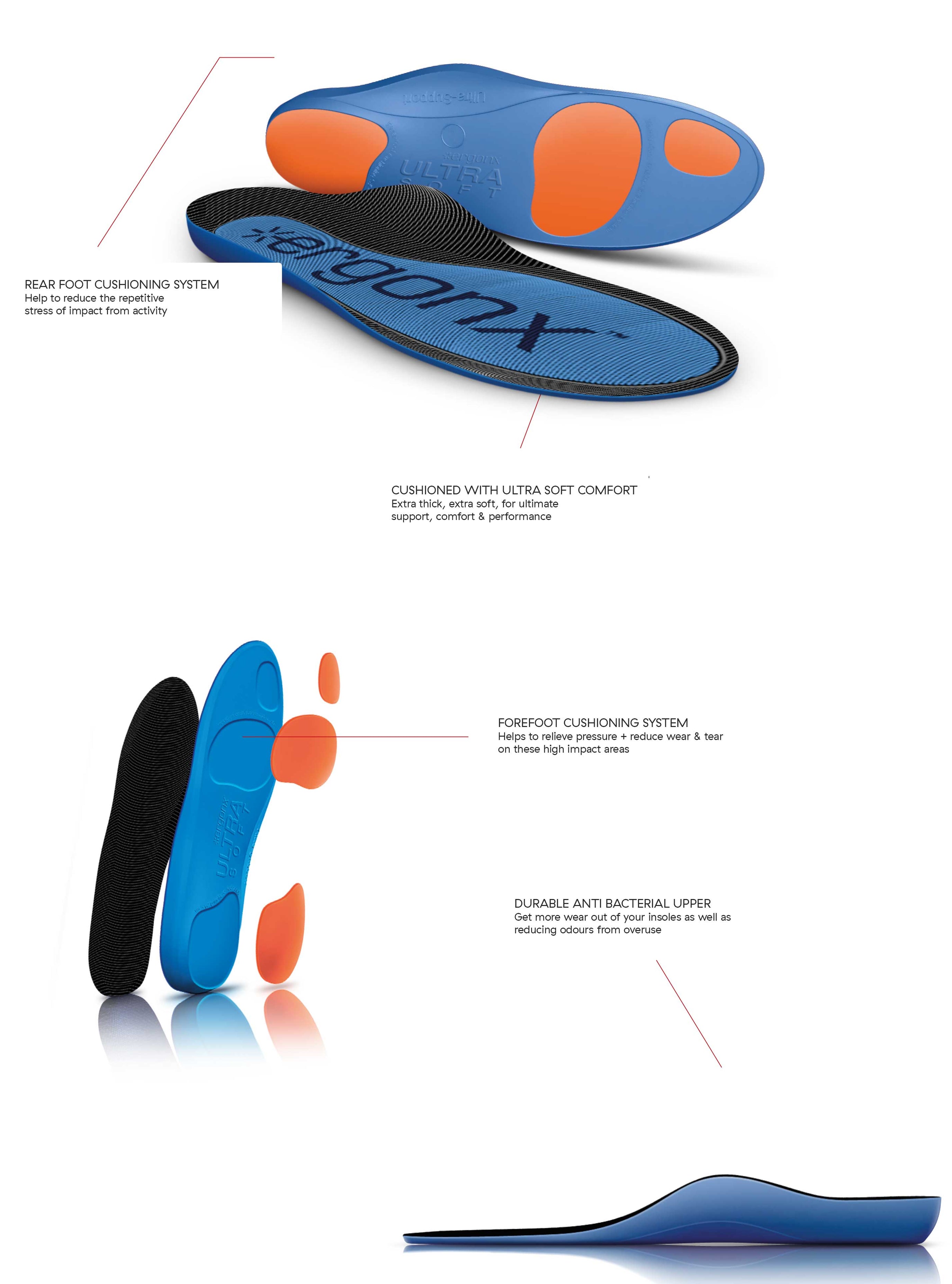 Ergonx Ultra Soft Orthotic Insoles